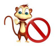 Fun Monkey Cartoon Character With Stop Sign Stock Illustration ...