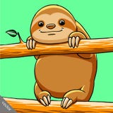 Funny Cartoon Cute Fat Vector Sloth Illustration Stock Vector ...