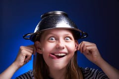 Man Wearing Colander As A Helmet Stock Photography - Image: 30634232