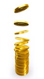 Gold Coins Falling In Pile. Isolated On White Royalty Free Stock Image ...