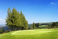 Golf course from dry land stock photo. Image of hill - 20388406