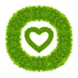 Green Grass Love Heart Frame Isolated Stock Photo - Image of frame ...