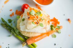 Grilled Snow Fish stock image. Image of green, onion - 26816683