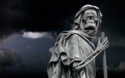 Fat Grim Reaper With Scythe Isolated. Death In Hood On White Bac Stock ...