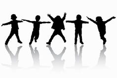 Vector Illustration Of A Group Children Outline Stock Illustration ...