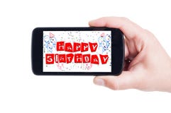 Happy Birthday Message On Mobile Phone Stock Photography - Image: 25846492