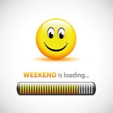 Happy Smiley Face With Green Weekend Banner Stock Vector - Illustration ...