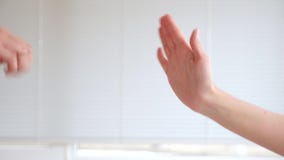 Greeting Gesture. Girl In Pants And Blous. Isolated On White Background ...