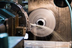 Metal Work By Bore Machining On Lathe Stock Image - Image of industrial ...