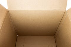 Open Cardboard Box, Top View Inside, Isolated On White Background Stock ...