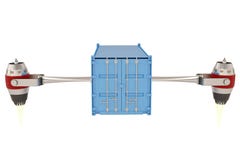 Jet Engine With Shipping Container On A White Background.3D ...