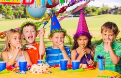 Kids on birthday party stock image. Image of holiday - 34478329
