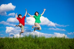 Kids Jumping In The Sky Royalty Free Stock Images - Image: 2569229