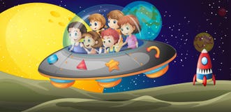 Kids in spaceship stock vector. Illustration of space - 26352273