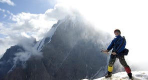 Excited Mountain Climber #1 Stock Image - Image of conquest, male: 1328039