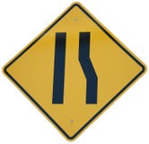 Lane Ends Merge Left Sign Stock Image - Image: 17016551