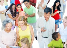 Large Group Of People With Digital Devices Stock Image - Image of ...