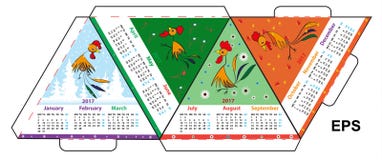 Desk Triangle Calendar 2018 Colorful Template. Size: 21 Cm X 15 Cm ...