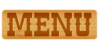 Letrero De La Madera Para El Menú Con La Palabra MENÚ Ilustración del ...