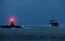 Lighthouse and ship stock photo. Image of illuminate - 17682300