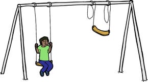 Sad Lonely Boy Sitting On Swing Stock Image - Image: 37529275