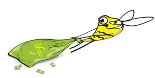 Cartoon Bee With Money Royalty Free Stock Photography - Image: 22824267