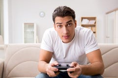 Boy Addicted To Playing Video Games Stock Vector - Illustration: 53191210