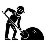 Construction Road Sign, A Man With Shovel And Stock Illustration ...