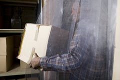 Man Cardboard Box Walking stock photo. Image of humble - 14657550