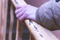 Man looking over railing stock image. Image of boat, ocean - 218985
