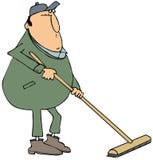 Janitor Man With Broom Cartoon Illustration Stock Vector - Image: 43438432