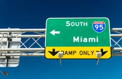 Miami USA Interstate Highway Sign Stock Image - Image of south, miami ...