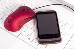 Mouse with a mobile phone stock illustration. Illustration of animal ...