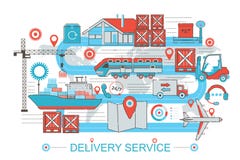 Cargo Delivery. Pallet With Cardboards Lifted By Crane. Royalty Free ...