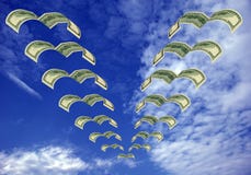 Winged Dollar Banknotes Are Flying Stock Photo - Image of abstract ...
