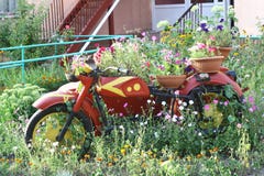 Old Motorcycle With Flowers Stock Image - Image of antique, ride: 34836983