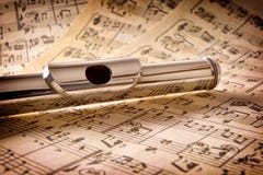 Old flute and music score stock image. Image of monochromes - 12386931