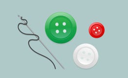 Button, Thread With A Needle Stock Vector - Illustration of button ...