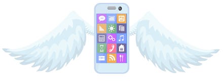 Smart Mobile Phone Flying With Wings Stock Vector - Illustration of ...