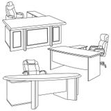 Modern Interior Design Desk Freehand Drawing. Stock Illustration ...