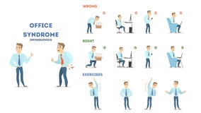 Man Office Syndrome Infographic And Stretching Exercise Set 2 Stock ...