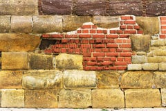 Decaying Old Brick And Mortar Wall Stock Photo - Image of long, wall ...