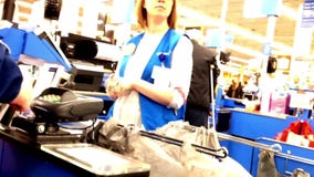 One Side Of Check Out Counter Inside Walmart Store. Stock Footage ...