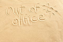 Out Of Office Sign On Beach Stock Image - Image of chalk, handmade ...