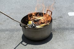 Ancestor Worship On Chinese New Year And Burning Paper Gold Stock Photo ...