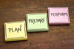 Plan Prepare Practice Perform Thinking Person Strategy Idea Stock ...