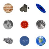 Collection Of Planets On Dark Background. Outer Space With Elements The ...