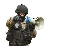 Policeman With Megaphone - Includes Clipping Path Stock Illustration ...
