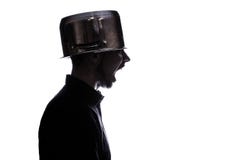 Serious Man With Stew Pan On Head Stock Photo - Image of look, serious ...