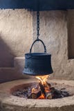 Metal Pot Hanging Over A Fire Stock Image - Image of flame, smoke ...